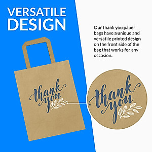 Reli. 110 Pack | 10"x5"x13" | Paper Thank You Bags w/Handles | Brown Paper Bags, Printed | Small Thank You Giftbag for Guests | Gifts, Wedding, Merchandise, Small Business