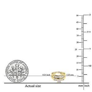 Dazzlingrock Collection Round White Diamond Square Head Wedding Ring Set for Women (0.25 ctw) in Yellow Plated Sterling Silver Size 7