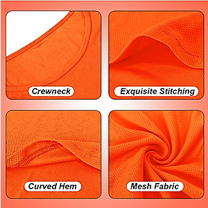 meioro Men's Mesh Tank Top Orange Shirt Quick Dry Sleeveless Shirts Fitting Muscle Tank Tops Sport Round Neck T-Shirt