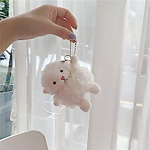 Rertnocnf Compatible with Earbuds Case Airpods 1 & 2, Kids Teens Girls Cute Plush White Sheep Wireless Earphone Protector Keychain
