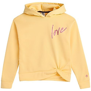 RBX Girls' Active Sweatsuit - 2 Piece Fleece Crop Pullover Hoodie Sweatshirt and Yoga Leggings - Clothing Set for Girls, 7-16, Size 7-8, Golden Haze