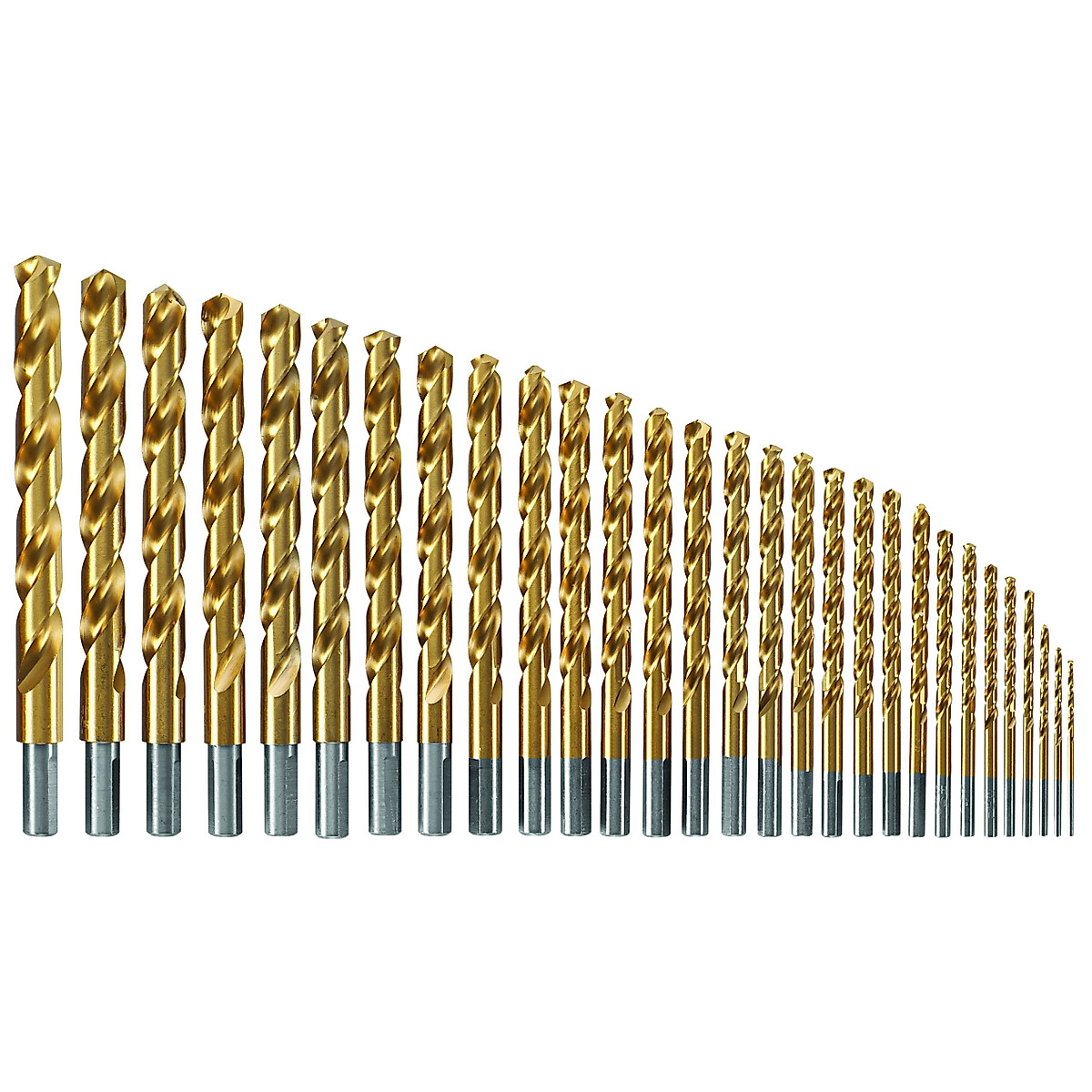 BOSCH TI29 29-Piece Assorted Set Titanium Nitride Coated Metal Drill Bits with Included Case with Three-Flat Shank for Applications in Heavy-Gauge Carbon Steels, Light Gauge Metal, Hardwood