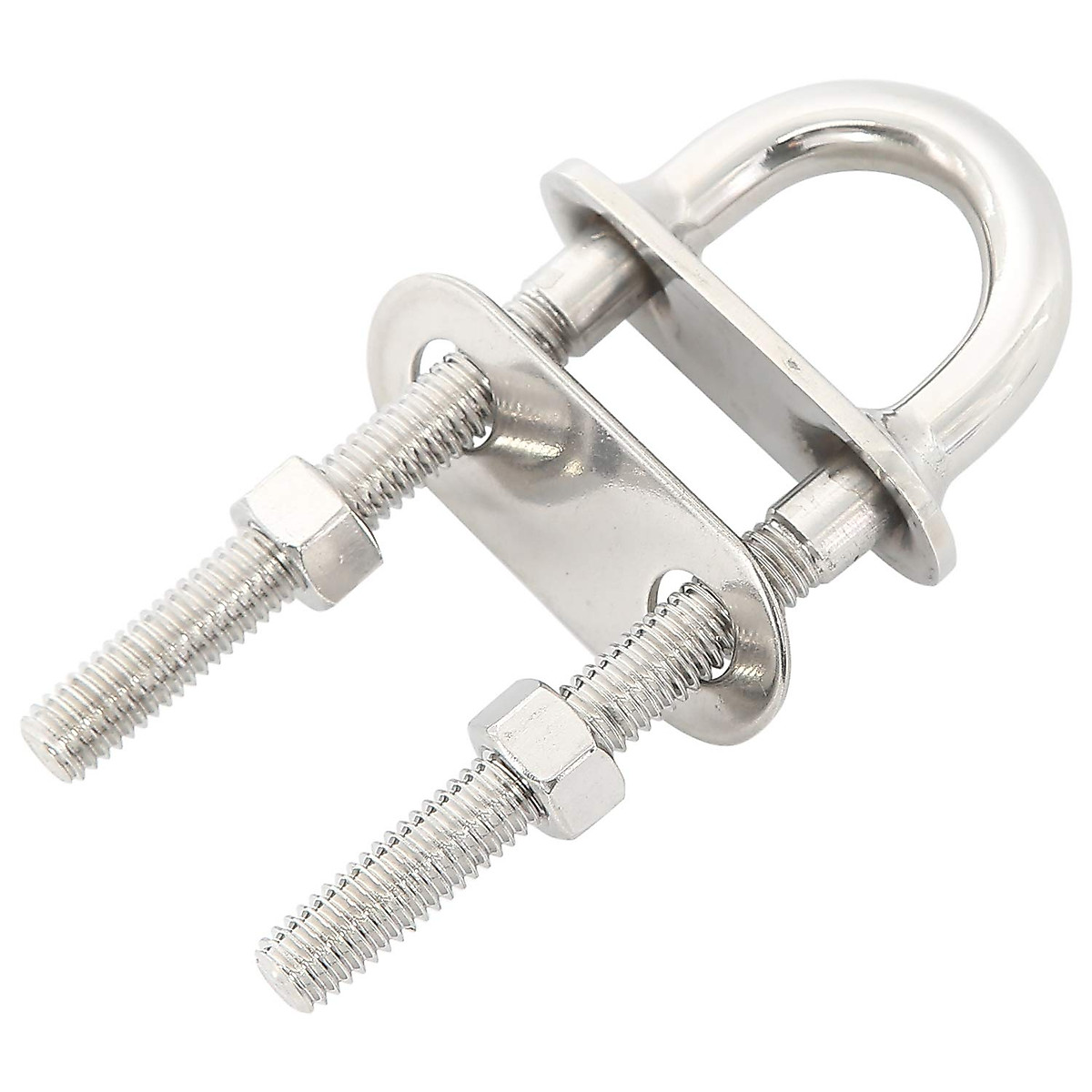 NovelBee 2-Pack 3/8" Stock Stainless Steel Stern Bow Eye U Bolt with Welding Plate,Washer and Hex Nuts (Overall Length:4-1/2")