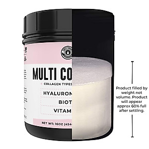 Multi Collagen Peptides Types I, II, III, V, X with Hyaluronic Acid, Biotin, Vitamin C, Grass-Fed Hydrolyzed Protein Collagen, For Skin Hair Nails Joints and Gut Health - Keto & Paleo Friendly Non-GMO