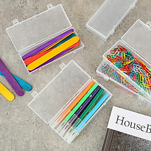 ZIQI 12 Pack Plastic Small Storage Containers Box, Clear Rectangular Case with Hinged Lids, Hi-Q Boxes for Tools, Accessories, Craft Supplies, Nail Decals, Jewelry - 6.1 x 2.36 1.18 Inch