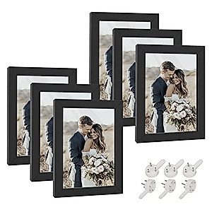 HappyHapi 4x6 Picture Frame, 6 Pack Wooden Photo Picture Frames Black Photo Frames Tabletop or Wall Display Decoration for Photos Paintings, Landscapes, Artwork