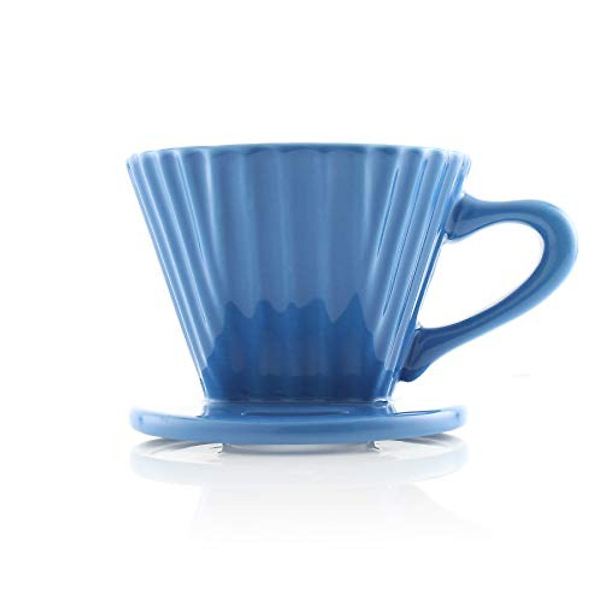 Chantal "Lotus" ceramic pour over coffee dripper, 8 Ounces, Blue Cove