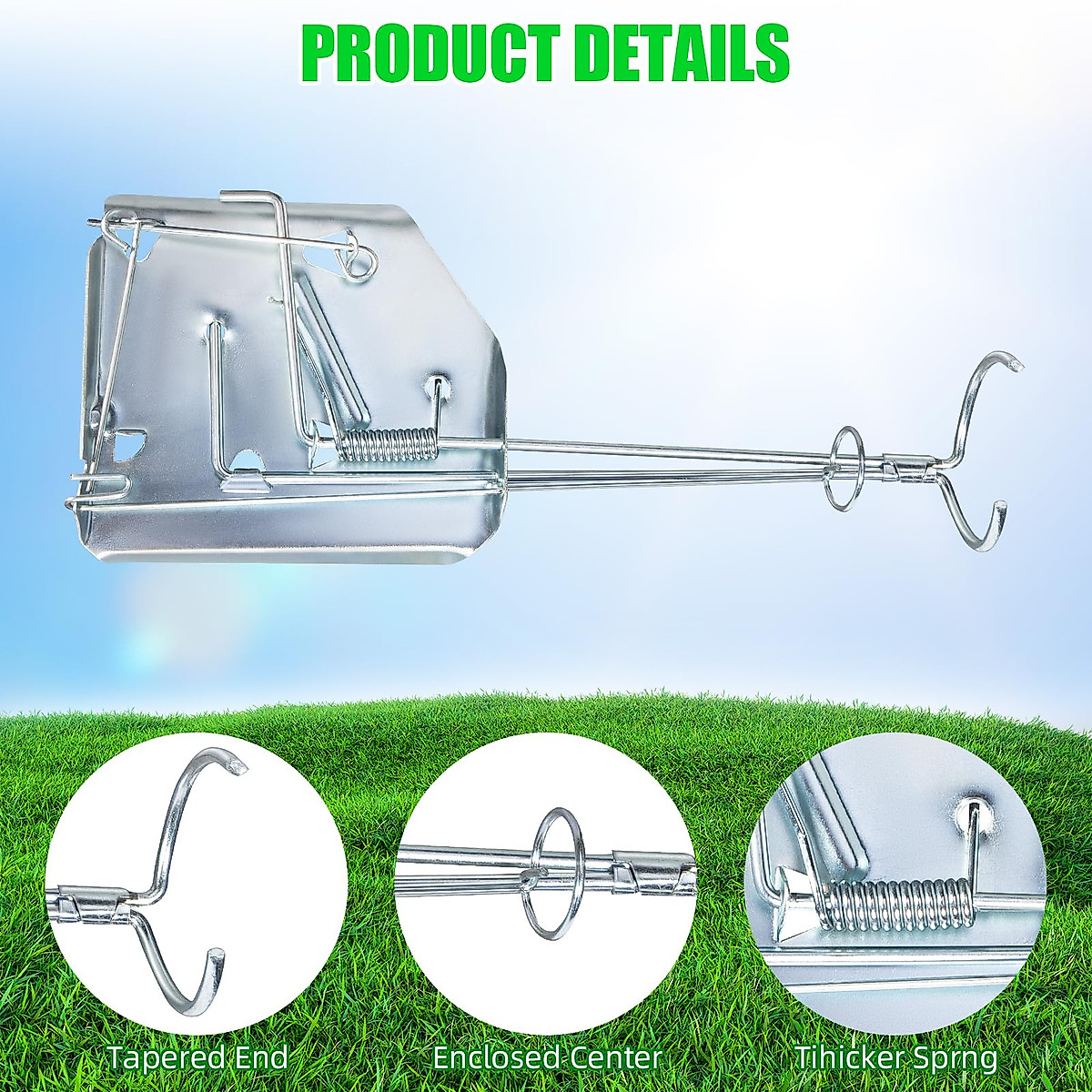 Jahy2Tech Mole Trap Gopher Trap Ground Galvanized and Oil Hardened Steel Animal Trap Reusable Gopher Trap Vole Traps for Outdoor Lawn Garden Yard Farm, Silver