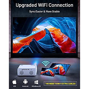 CLOKOWE Mini WiFi Projector for iPhone, HD Movie Projector with Synchronize Smartphone Screen, Native 1080P Portable Projector Include 100" Screen, Compatible with iOS/Android/TV Stick, and HDMI/USB