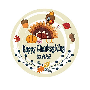 Thanksgiving Party Stickers Funny Turkey Design Stickers, 2 Inch Turkey Time Thank You Sticker Labels Great for Party Favors, Envelope Seals & Goodie Bags (210 Pcs)