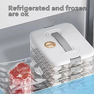 Ahathyw 4-Layer Frozen Dumpling Storage with Lids & Timing, Flat Stacks Food Container Icing Cookies Wonton Donuts Box Organizer For Fridge, Keeping Fresh