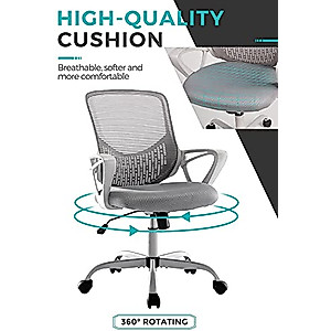 Office Chair Ergonomic Computer Chair Mesh Back Desk Chair Mid Back Task Chair with Armrests/Height Adjustable for Home Office Gaming