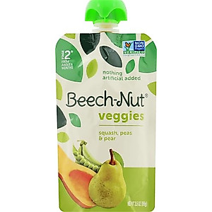 Beech-Nut Veggies Stage 2 Baby Food, Squash Peas & Pears, 3.5 oz Pouch
