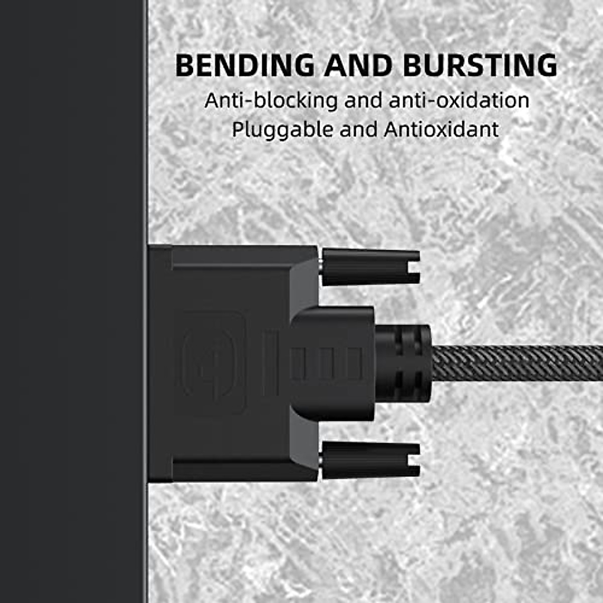 UOOI DVI Cable 10FT, DVI-D to DVI-D (24+1)– M/M Double Shielding Digital Cord with Two Ferrite Core and PET Braided for Gaming, DVD, Laptop, HDTV and Projector - Gold Plated