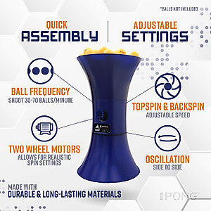 iPong V300 Table Tennis Training Robot - Serves 40mm Regulation Ping Pong Balls Automatically - Play Solo w/o Playback Mode on your Ping Pong Table - Various Models Available, Size 19 , Blue