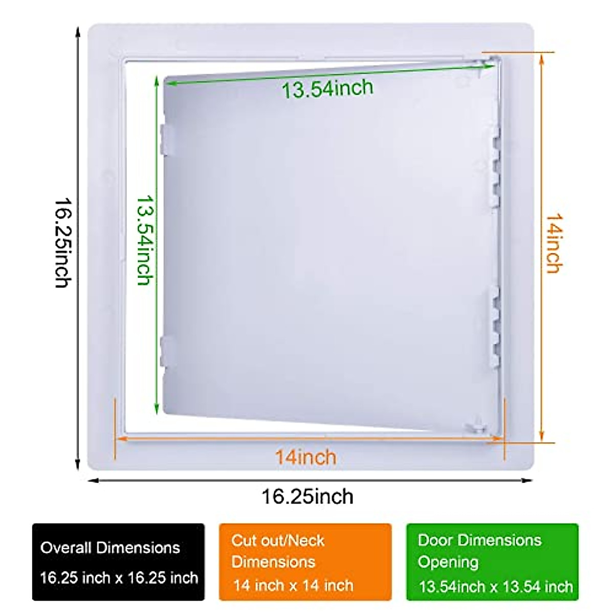 PNKKODW Plumbing Access Panel for Drywall 14 x 14 Inch Plastic Access Door Wall Access Panel Ceiling Reinforced Hinged Durable White