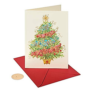 Papyrus Christmas Cards Boxed with Envelopes, May Peace and Happiness Be Yours, Christmas Tree (12-Count)