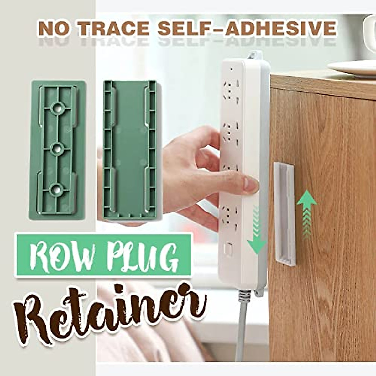 ZUICC 4PCS Self-Adhesive Desktop Socket Fixer,Self Adhesive Power Strip Holder,Plug-in Socket Fixer Bracket Stand,Punch-Free Wall-Mounted Power Strip Holder Mount,Power Strip Wall Mount Fixator