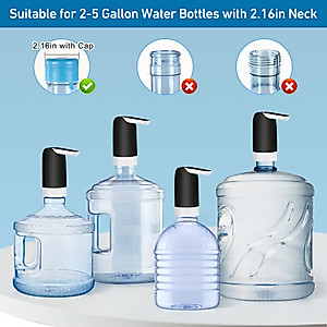 5 Gallon Water Dispenser, Portable Rechargeable Water Jug Dispenser, USB Automatic Drinking Water Jug Pump for Home, Office, Camping, Gym