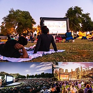 staelea 21ft Inflatable Projector Movie Screen for Outside and Indoor Theater Projector Screen，Supports Front and Rear Projection，Includes a Powerful Fan, Strapping, Repair Kit and Storage Bag
