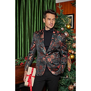 COOFANDY Mens Christmas Tuxedo Jackets Slim Fit Suit Blazer Jacket for Dinner Party Prom Wedding
