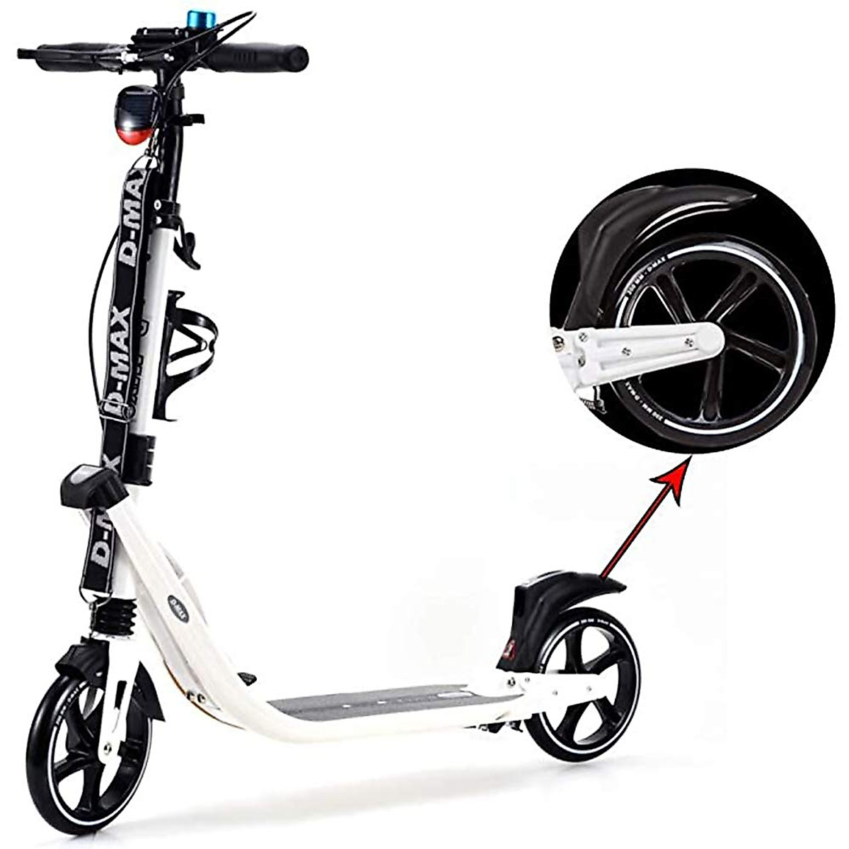 WRRAC-Trampolines Sport Pro Scooter Stunt Kick Scooters with Brake and Suspension Light Frame Big 200mm Wheel Durable Push Scooter for Adults, Kids and Teens, White