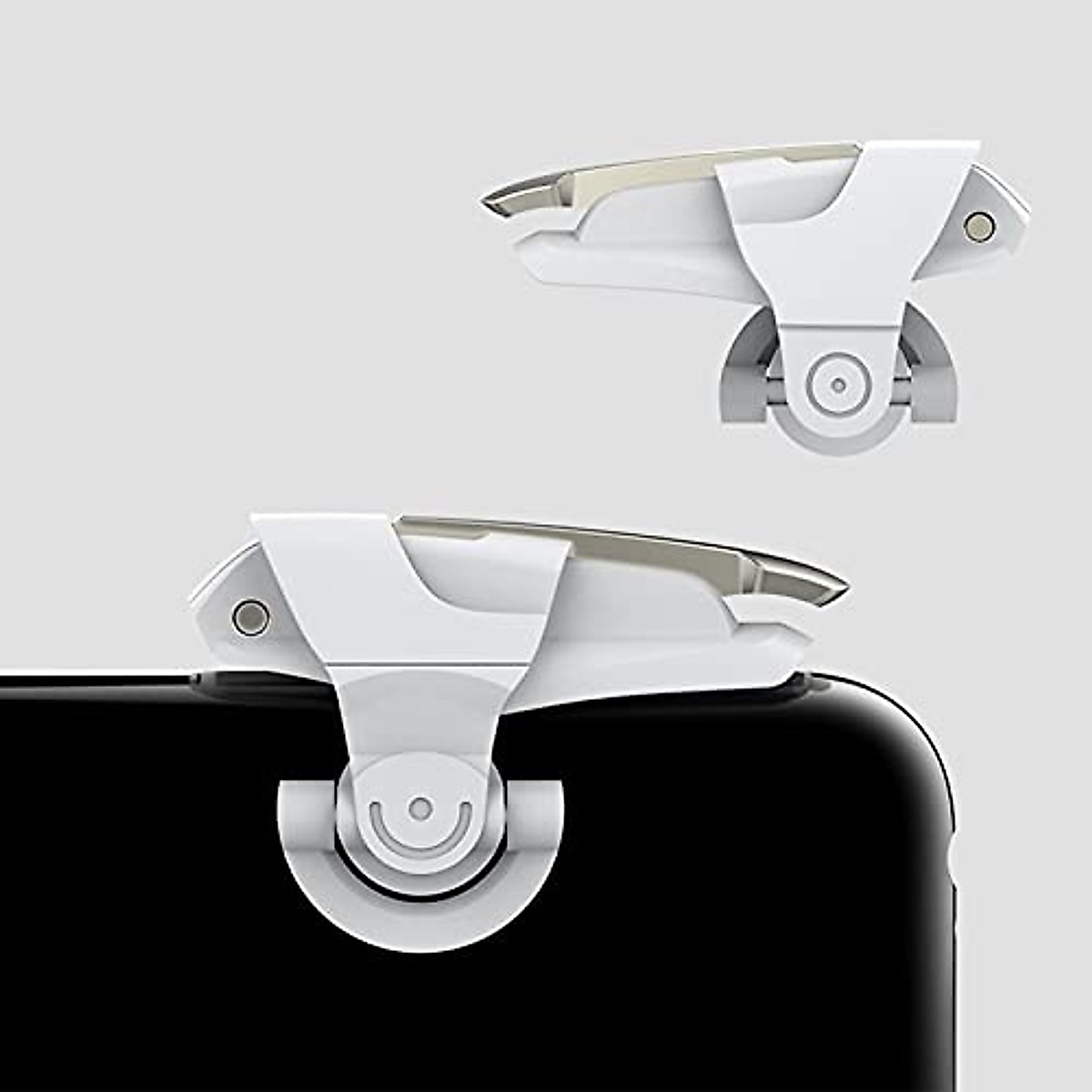 Washranp 2pcs Phone Gaming Triggers Second-Generation Chicken King Mini Metal Physical Button Free Fire Shooting Aim Key Controller Gamepads for Smart Phone White
