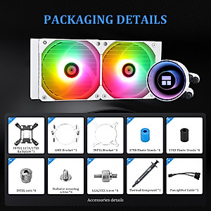 Thermalright Frozen Notte 240 WHITE ARGB Water Cooling CPU Cooler, 240 White CPU Cooler Specifications, Double PWM Fans, S-FDB V2 Bearings, Suitable for AMD/AM4 AM5, Intel LGA 1700/1150/1151/1200/2011