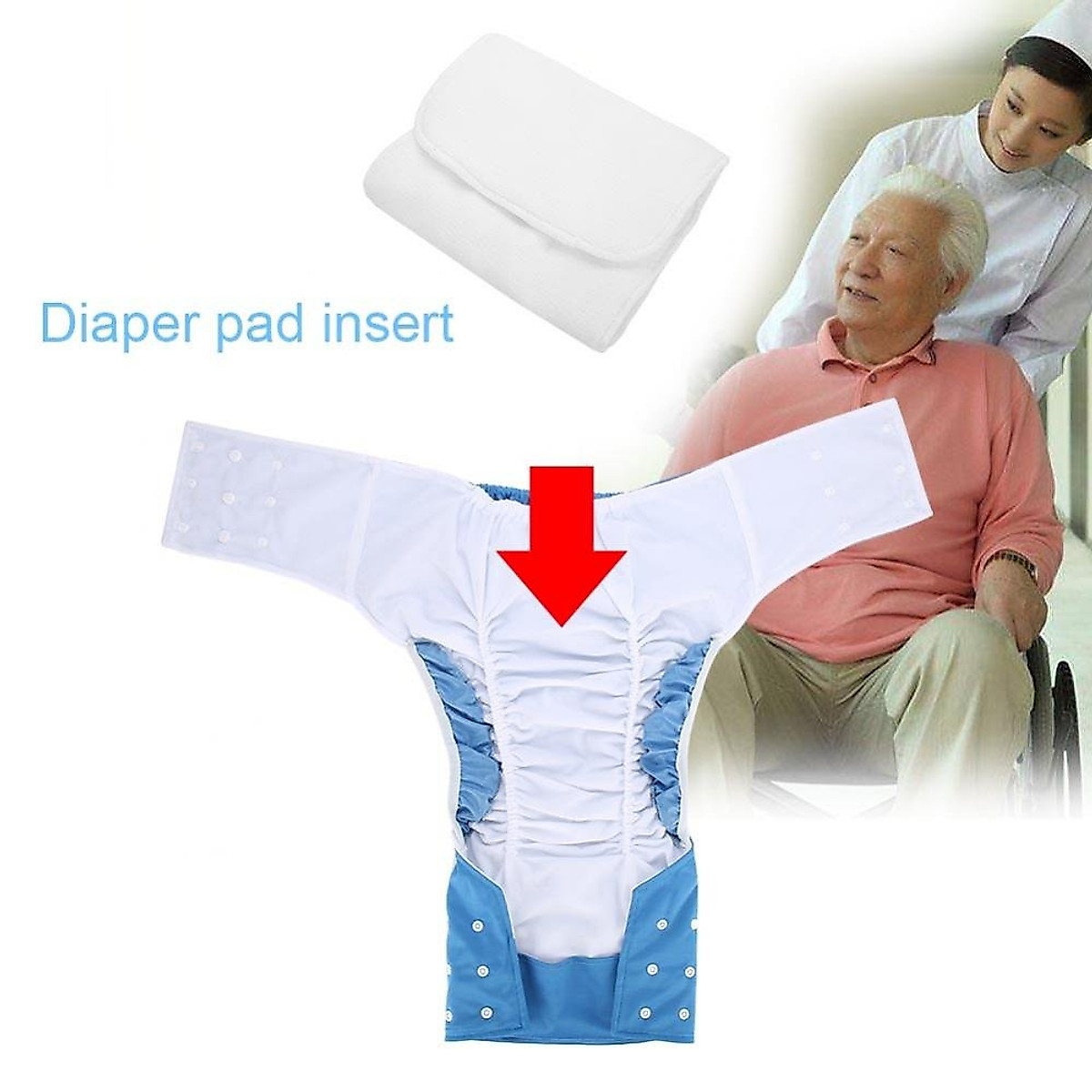 Adult Pocket Nappy, Reusable Adjustable燱ashable Comfortable Adult Pocket Nappy Cover燚iaper Cloth for the Old, the Disabled, Pregnant Woman()