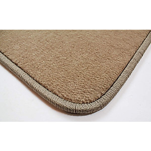 Auto Mat Store One-Piece Front Carpet Floor Mat with Serge Edges and Heel Pad Compatible with Ford E-Series/Econoline Vans (Beige/Tan)