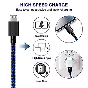 3 Pack 10FT iPhone Lightning Cable Apple Charger Cord Nylon Braided USB to Lightning Cable [Apple MFi Certified]