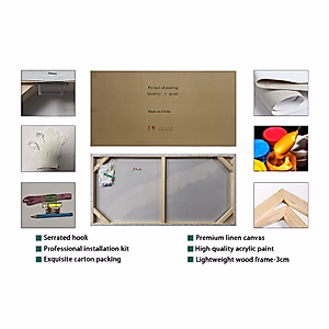 Hand Painted Abstract Blue Wall Art 46x23 Inches, Large Wall Paintings with 3D Effect, Textured Canvas Wall Art for Living Room, Bedroom, etc.