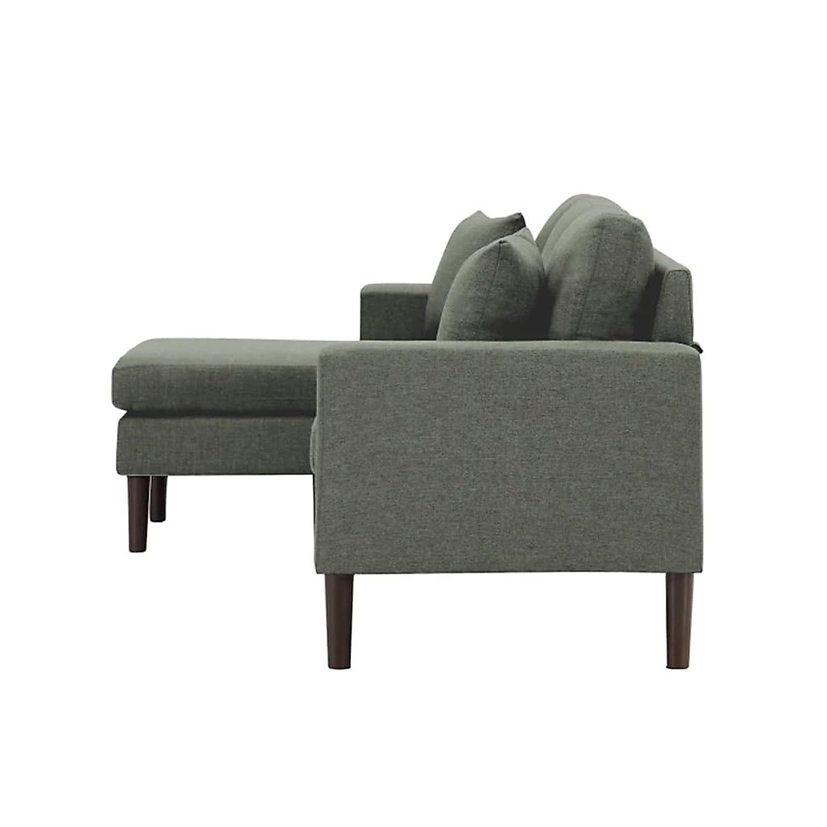 FANCUF 72" Sectional Sofa Left Hand Facing with 2 Pillows Suitable for Liveing Room Dark Grey Fabric