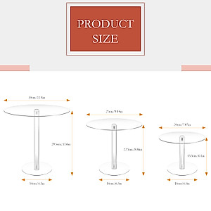 3PCS Acrylic Cake Stand, Tall Cake Stand, Acrylic Dessert Table Display Set, Round Clear Cake Stand, for Wedding, Event, Birthday Party