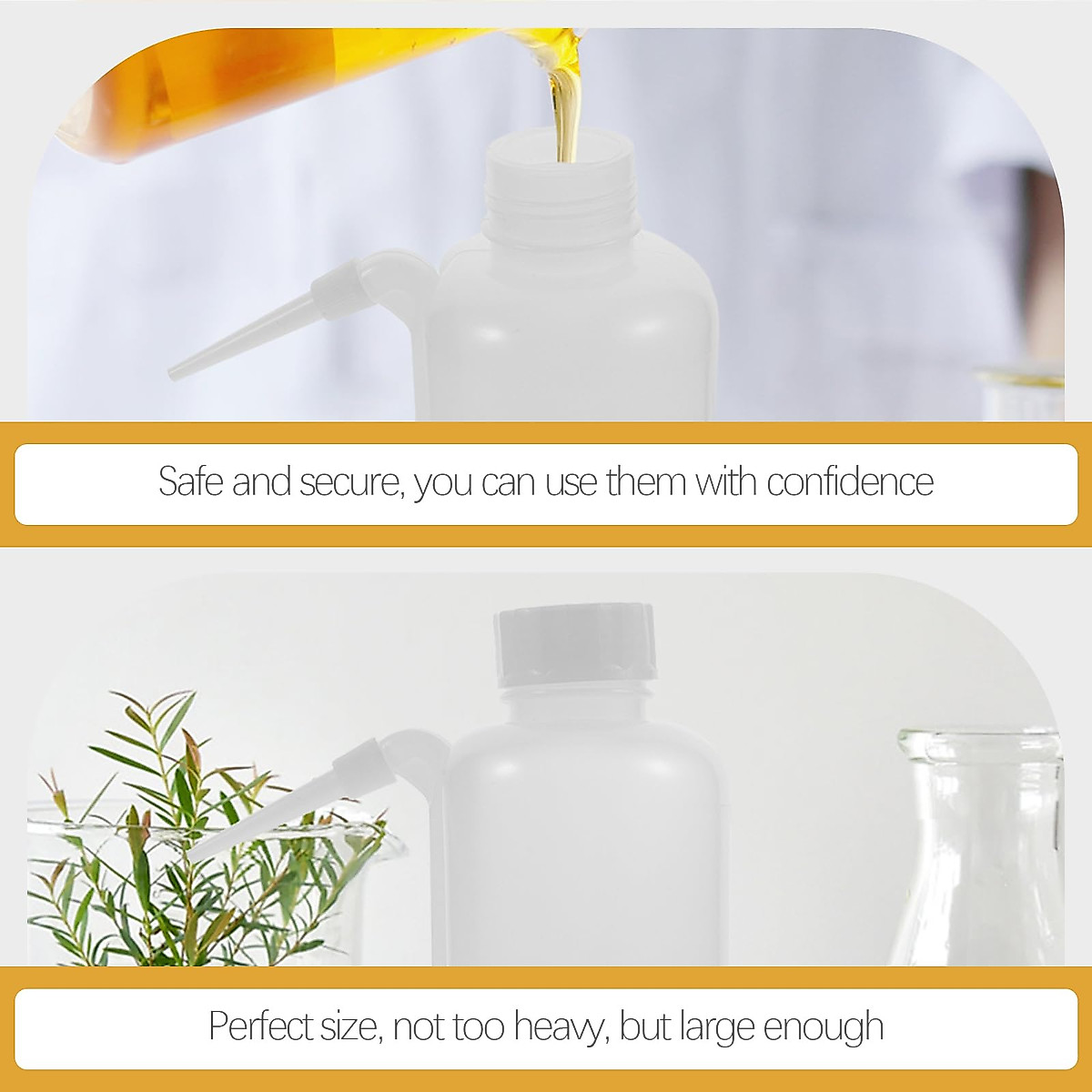 Baluue 4Pcs Wash Bottle, 500ml/16 oz Plastic Bottle Watering Tools, Liquid Storage Container Squeeze Wash Bottle with Narrow Mouth and Lid Chemical Wash Bottle