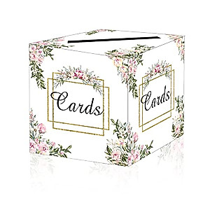SietDESEO Wedding Card Box Wedding Favors Post Box Floral Money Box Card Box Holder for Wedding Birthday Party Baby Shower Bridal Shower Table Centerpiece Decoration