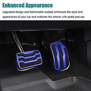 LEXLEY 2PCS Anti-Slip Aluminum Brake Gas Pedal Pads,Auto No Drilling Accelerator Pedal Covers Only For F150 2015 2016 2017 2018 2019 2020，Not Fit 2021-2023 F150，Not Fit 2009-2014 F150-BLUE