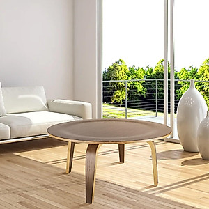 Round Wood Coffee Table Accent for Living Room 33x15 (Dia X H) Brown Modern Contemporary Walnut Finish Solid