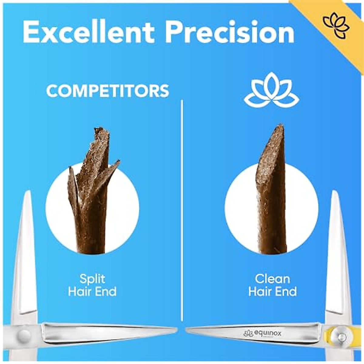 Equinox Razor Edge Series Professional Hair Scissors - 6.5” Premium Japanese Stainless Steel Hair Cutting Scissors, Hair Shears for Hair Cutting, Barber Accessories & Hair Salon Supplies - Silver