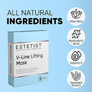 ESTETIST V Shaped Slimming Face Mask, Face Lift Tape Tightening Mask Anti Aging Anti Wrinkle Firming Jawline Slimmer V Line Lifting Belt Face Patch For Firming and Tightening Skin (5 Pack)