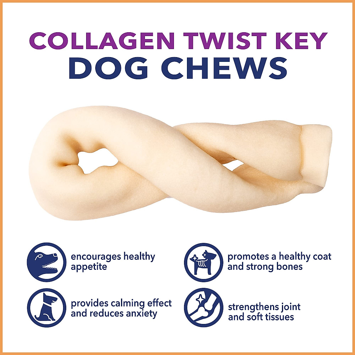 Pet Factory CareChewz Collagen 6-7" Twist Keys Dog Chew Treats - Natural Flavor, 6 Count/1 Pack