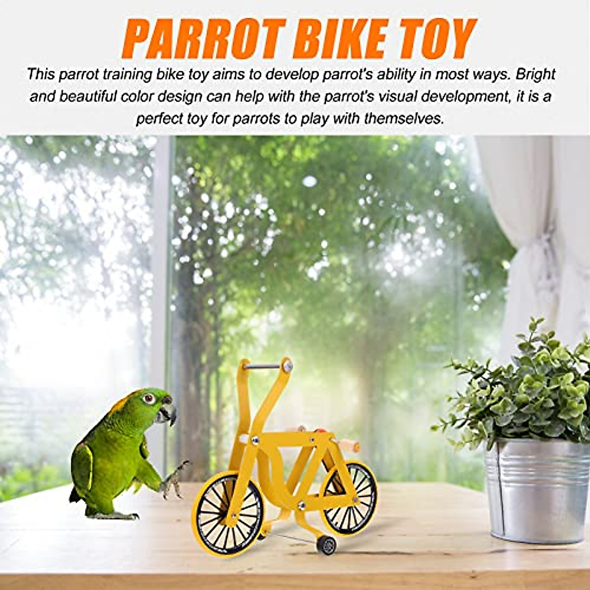 balacoo Bird Toys Parrot Training Playthings Mini Bicycle Bike Funny Bird Intelligence Toy Supplies for Parakeet Macaws Conures Yellow 15. 5x10x12. 5cm Conure Toys