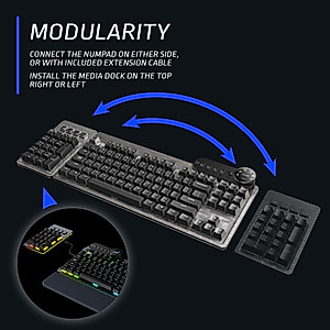 Mountain Everest Max Mechanical RGB Gaming Keyboard - Modular - Integrated Display Keys - Hot-Swappable Switches - OBS Controls Integration (Gunmetal Gray, Silent Red - Linear & Quiet)