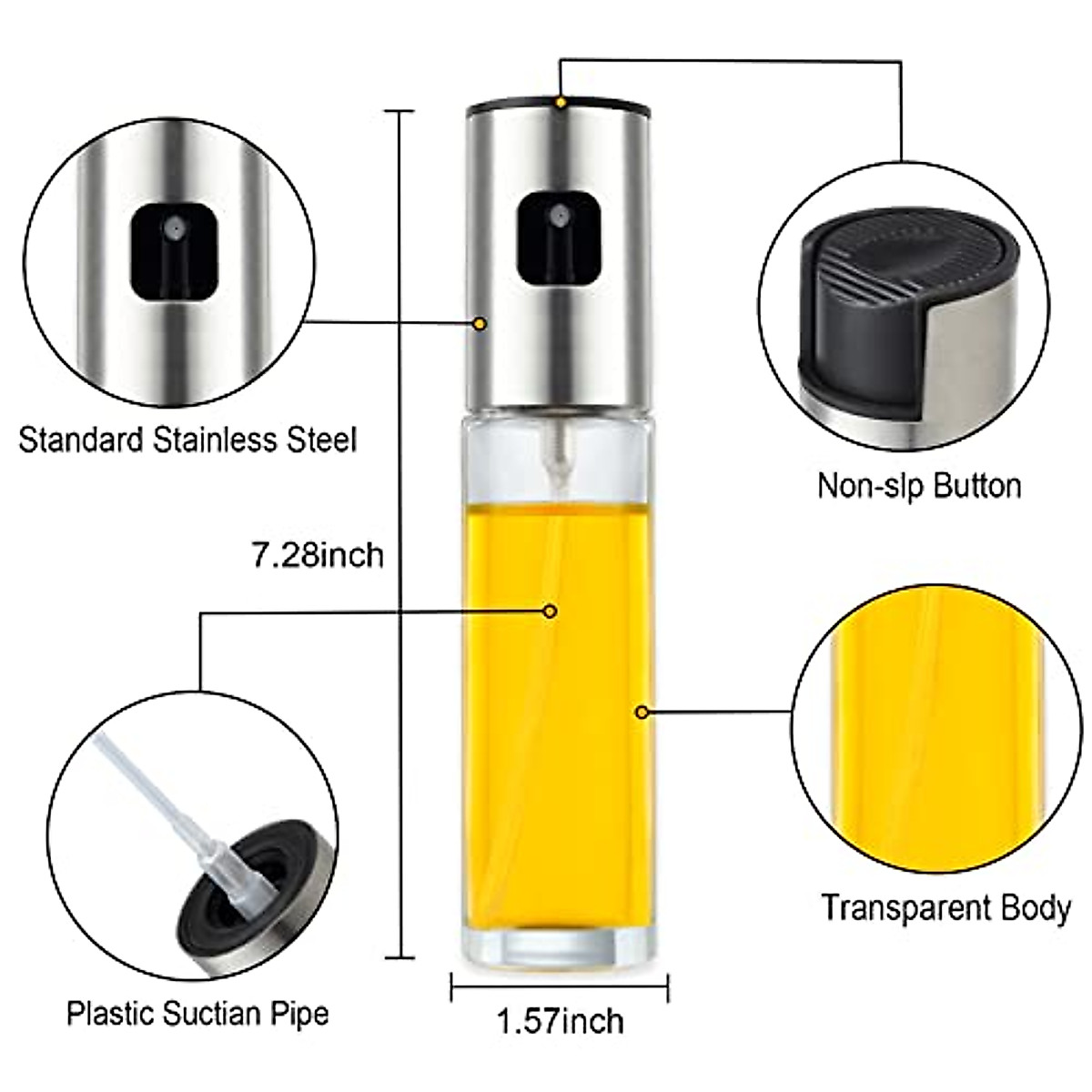 Bestdin Oil Sprayer for Cooking, 2 Pack Olive Oil Sprayer, ‎ 100ml Olive Oil Spray Bottle for Air Fryer, Food-Grade Oil Mister Used for Kitchen, BBQ, Salad, Baking, Roasting.