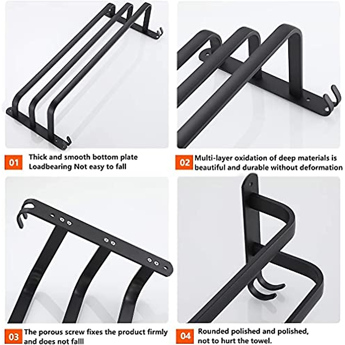 Senhill 3-Tier Towel Bar Wall Mounted Bath Towel Rack Towel Storage Shelf for Bathroom 24-Inch Towel Holder Towel Rail Towel Hanger