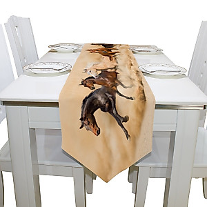 ALAZA Table Runner Home Decor, Stylish Horse Herd in Desert Sand Storm Table Cloth Runner Coffee Mat for Wedding Party Banquet Decoration 13 x 90 inches