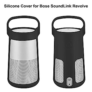 Silicone Case Compatible with Bose SoundLink Revolve/Bose SoundLink Revolve (Series II), TXEsign Travel Carrying Case with Handle Cover Protective Pouch (Black)