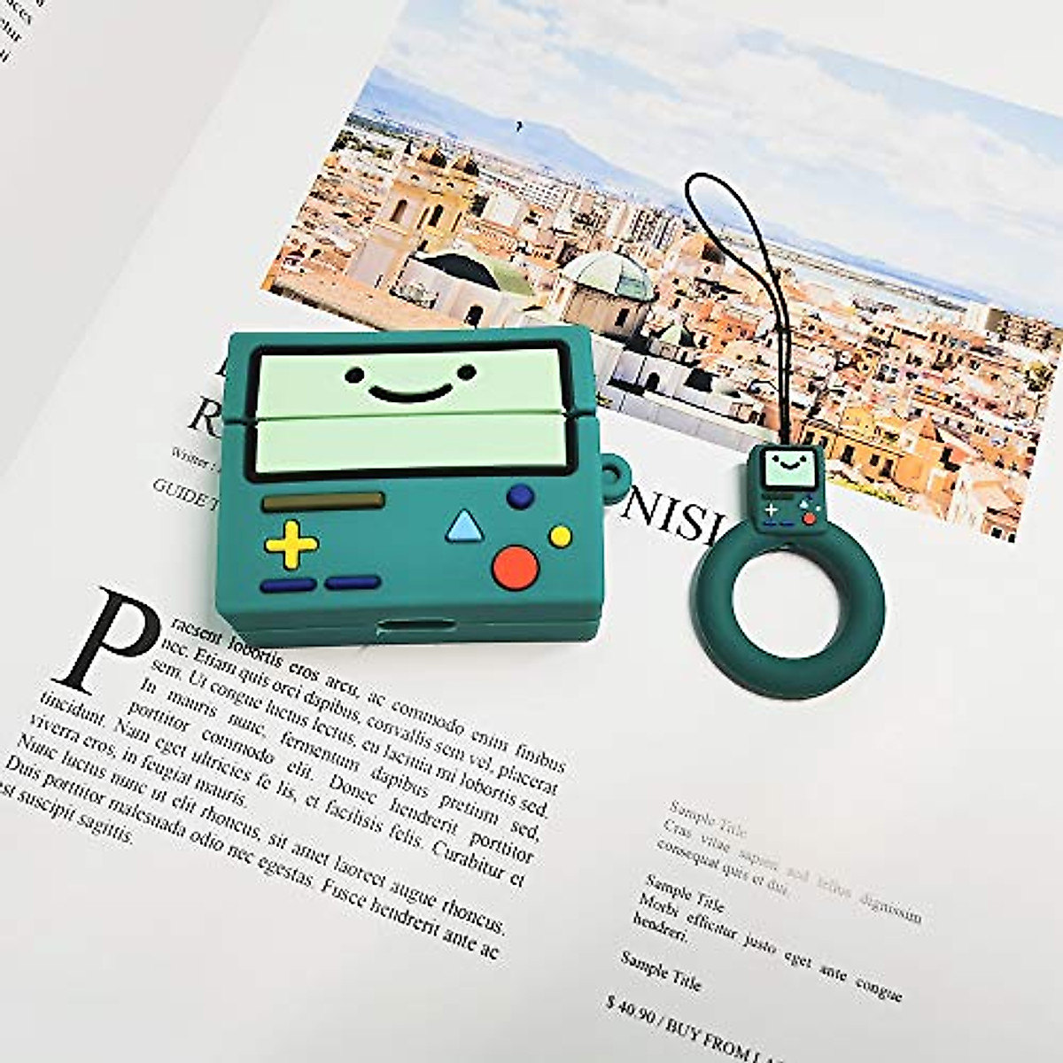 Compatible for Airpod Pro Case Cover 2019 Generation Green Game, Silicone Kawaii Funny Cute Cartoon 3D Design Stylish Boys Girls Kids Teens Women Case for Airpods Pro with Carabiner [Teal Switch]