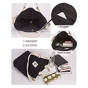 Lily queen Women Crossbody Canvas Tote Casual Shoulder Purse Bag Durable (Black)