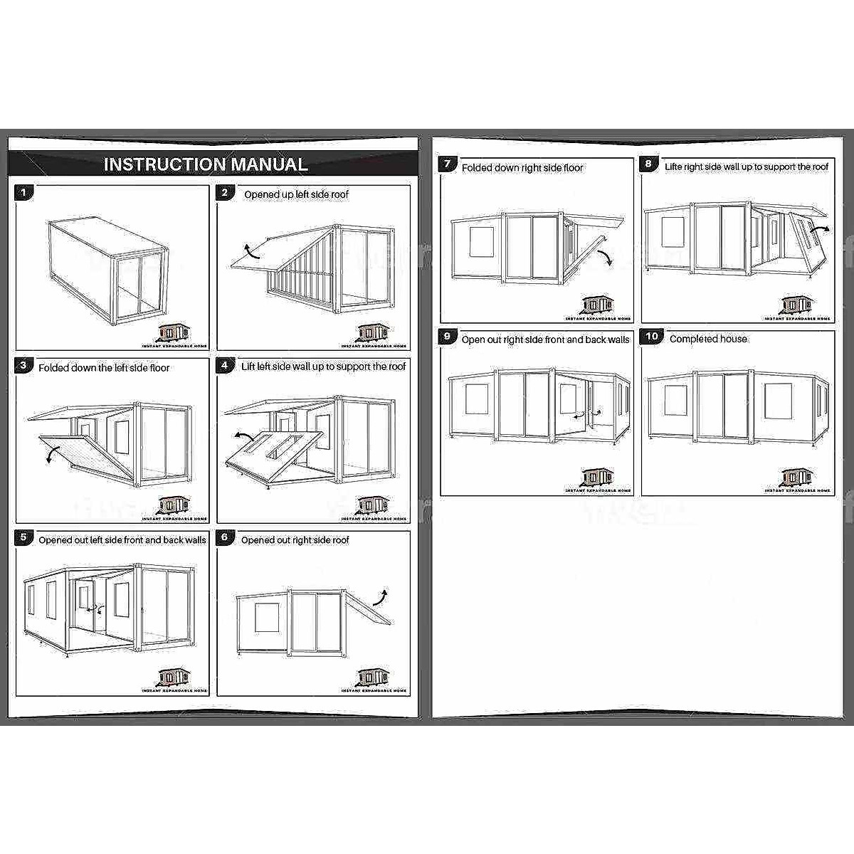 Portable Prefab House to Live in,40FT Foldable Tiny Container House with 3 Bedroom,1 Bathroom,1 Kitchen and Living Room,Prefabricated House for Adults Living,Expandable Mobile Home with Steel Frame